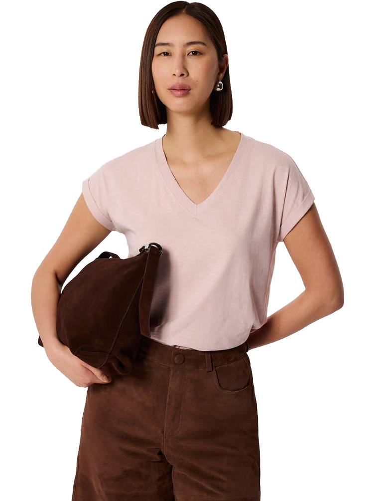 WHISTLES Willa V-Neck Cap-Sleeve T-Shirt